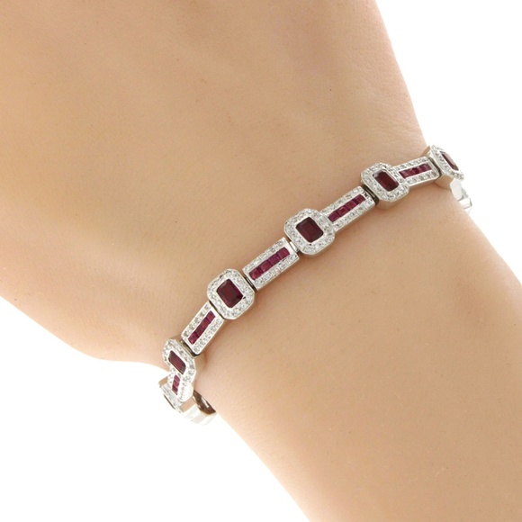 None | Jewelry | 59 Ct Natural Ruby 8k White Gold Bracelet | Poshmark